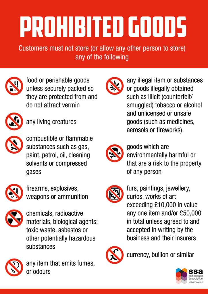 Prohibited Goods | Self Storage Centre Cheshire